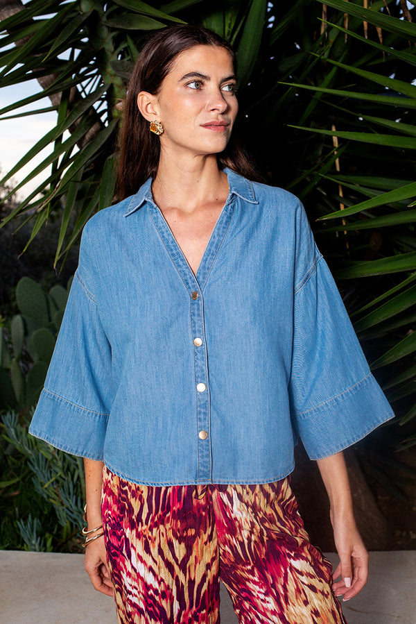 CHEMISE EN JEAN NAINA LIGHT BLUE - LES PETITES BOMBES